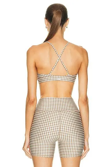 Alo Yoga Airlift Gingham Splendor Bra In Beige