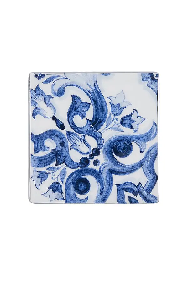 DOLCE & GABBANA CASA Mediterraneo Coaster In Blue - Blue & White