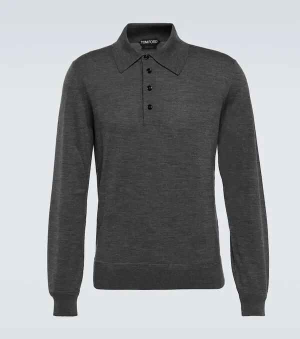 TOM FORD Wool Polo Shirt - Grey