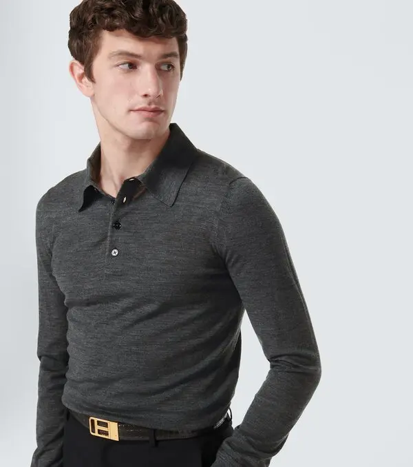 TOM FORD Wool Polo Shirt - Grey
