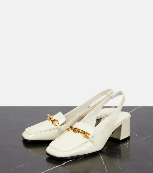 JIMMY CHOO Diamond Tilda 45 Patent Leather Slingback Pumps - White