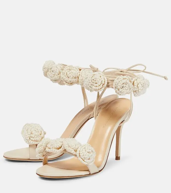 Magda Butrym Floral Crochet And Leather Sandals