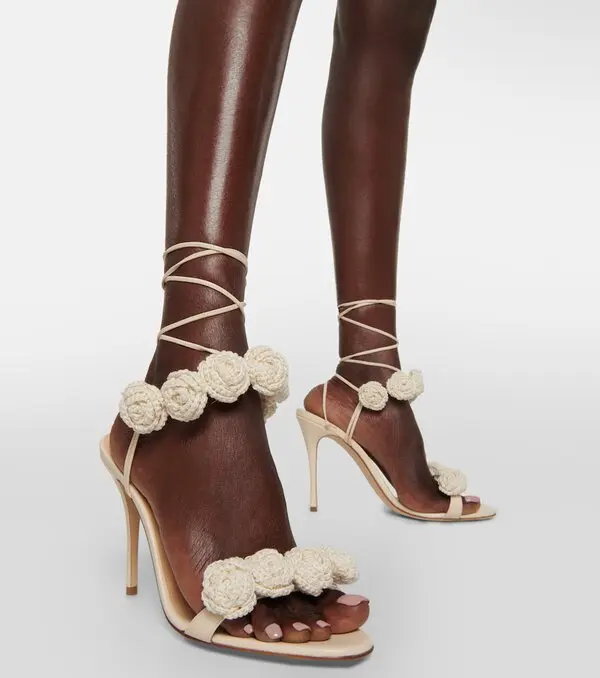 Magda Butrym Floral Crochet And Leather Sandals