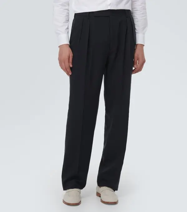 Ralph Lauren Purple Label Pleated Silk Gabardine Trousers