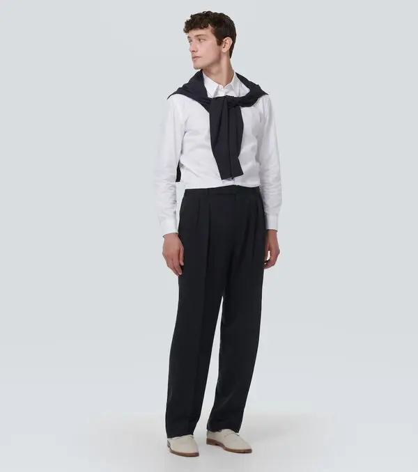 Ralph Lauren Purple Label Pleated Silk Gabardine Trousers