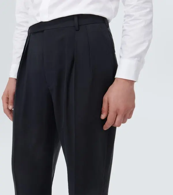 Ralph Lauren Purple Label Pleated Silk Gabardine Trousers