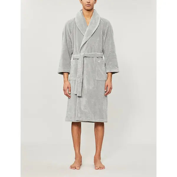 YVES DELORME Toile Medium Terry Bath Robe - Platine