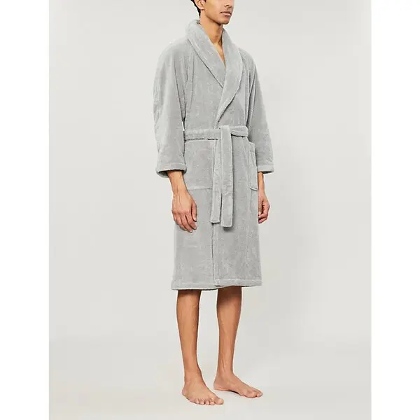 YVES DELORME Toile Medium Terry Bath Robe - Platine