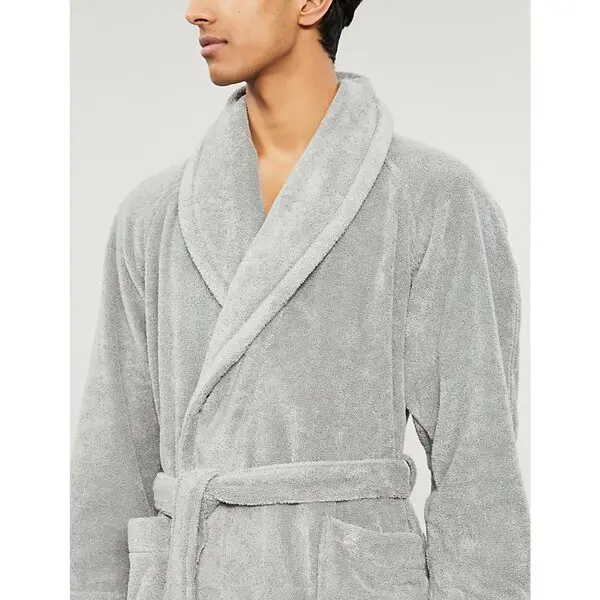 YVES DELORME Toile Medium Terry Bath Robe - Platine