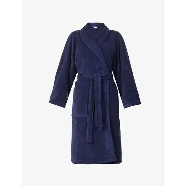 YVES DELORME Etoile Cotton-blend Bathrobe - Marine
