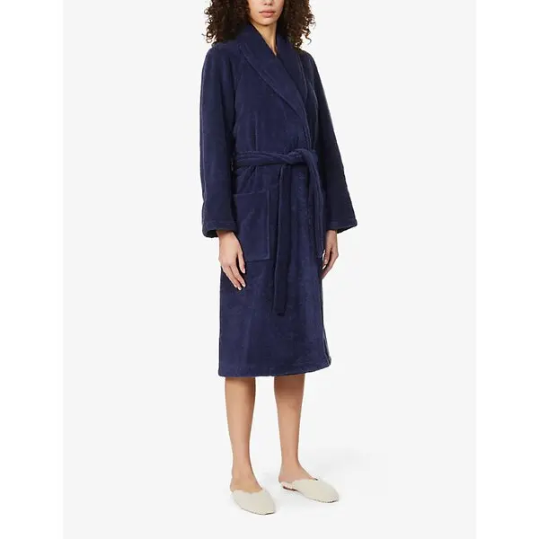 YVES DELORME Etoile Cotton-blend Bathrobe - Marine