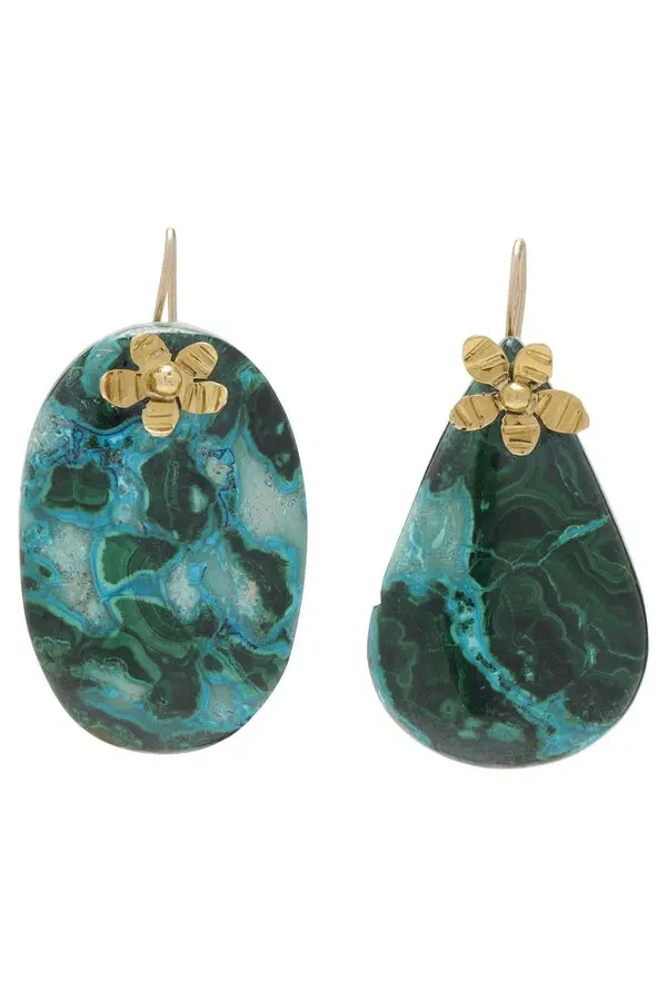 Ulla Johnson Hammered Chain Organic Stone Earring - Turquoise