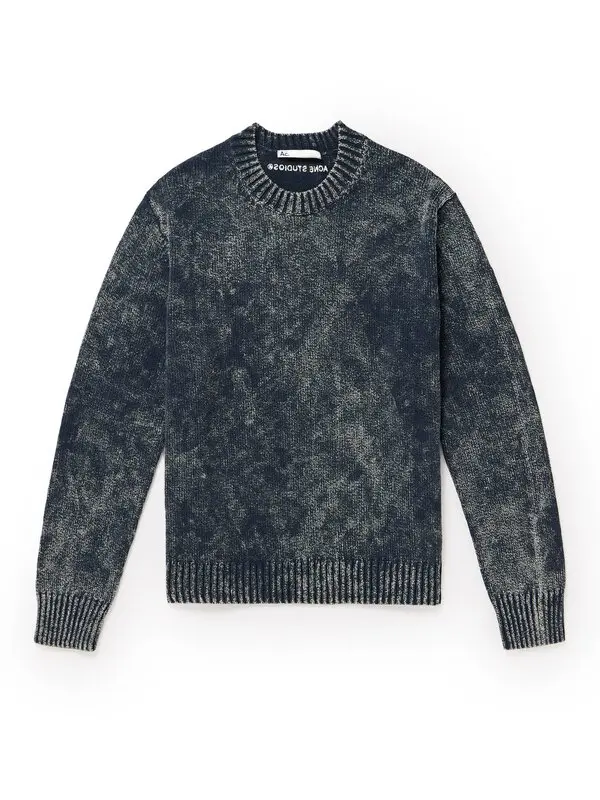 Acne Studios Kollock Acid-Wash Cotton Sweater In Blue - 40% Off 