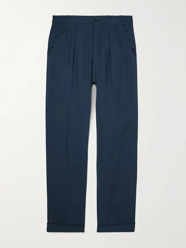 TOM FORD Straight-leg Pleated Lyocell Pyjama Trousers - Blue