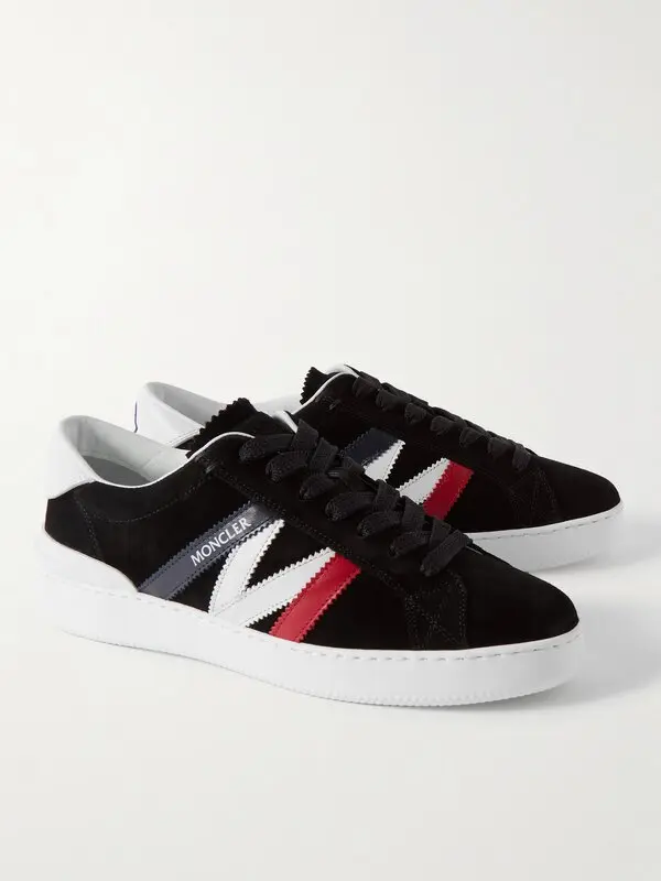 Moncler Leather-trimmed Suede Sneakers - Black