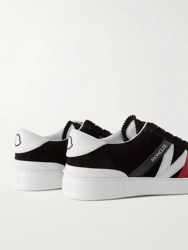 Moncler Leather-trimmed Suede Sneakers - Black