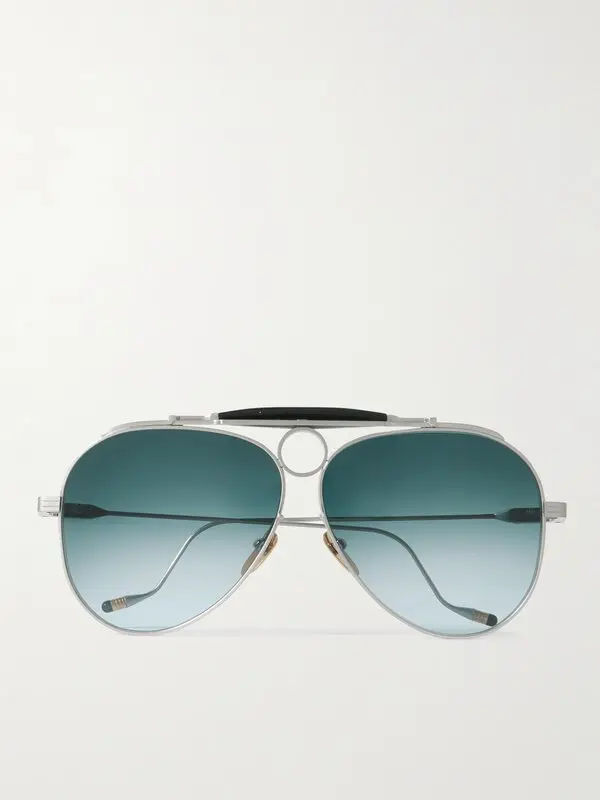JACQUES MARIE MAGE Diamond Cross Ranch Aviator-style Sunglasses - Silver