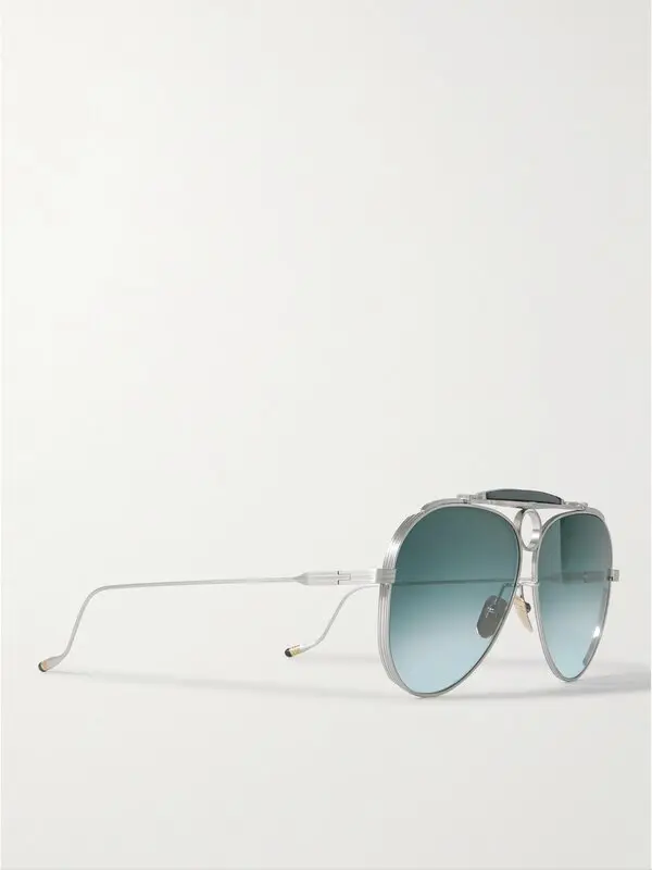 JACQUES MARIE MAGE Diamond Cross Ranch Aviator-style Sunglasses - Silver