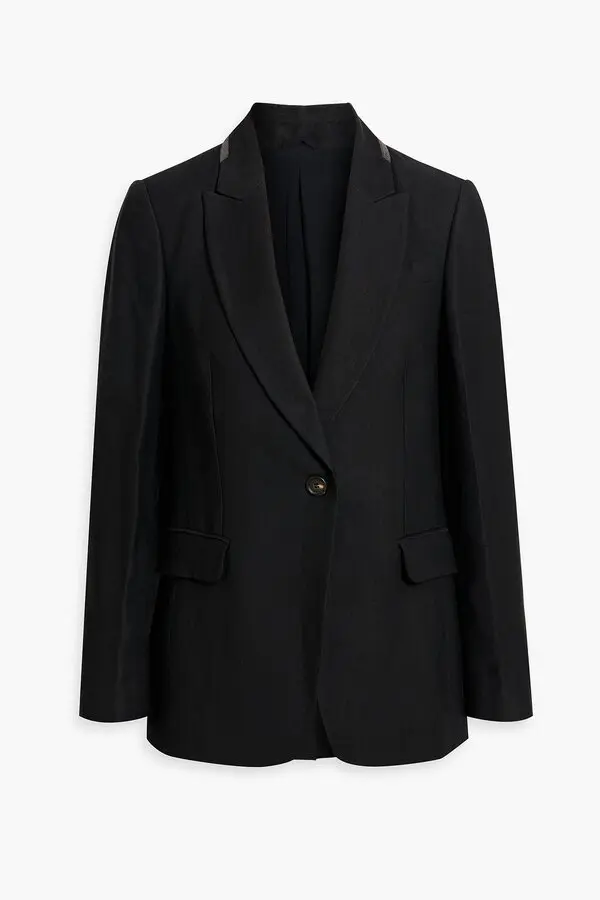 Brunello Cucinelli Bead-embellished Twill Blazer - Black