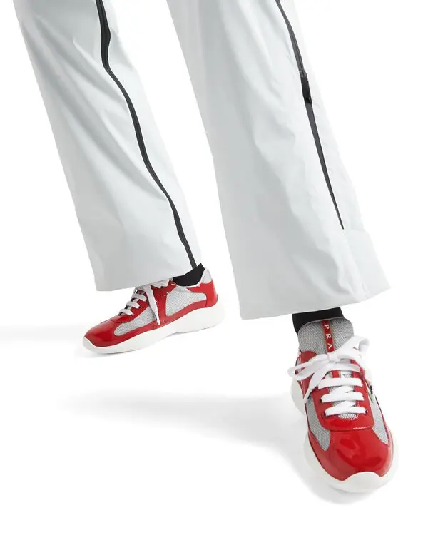 Prada America's Cup Biker Fabric Sneakers - Red