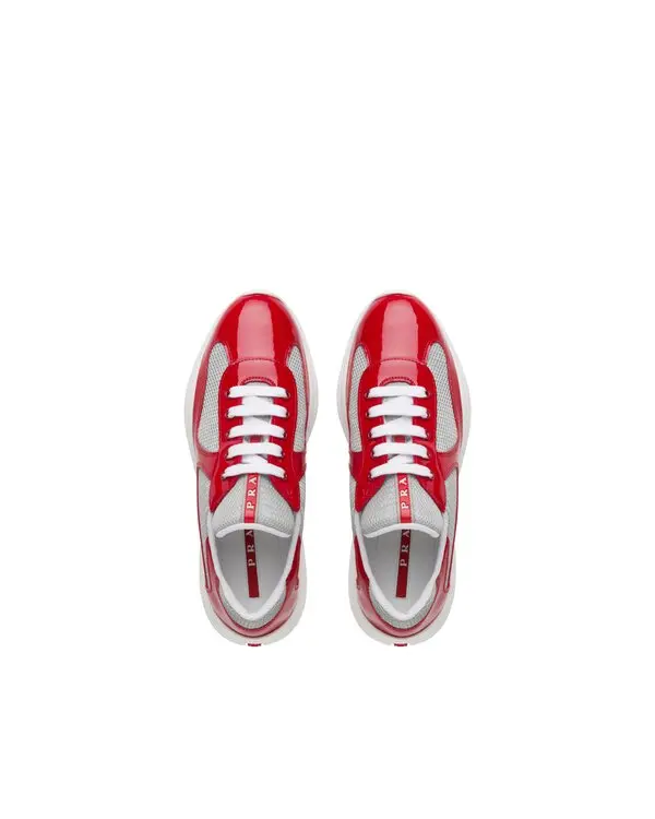 Prada America's Cup Biker Fabric Sneakers - Red