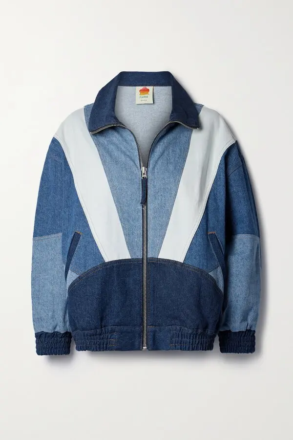 Farm Rio Patchwork Denim Jacket - Blue