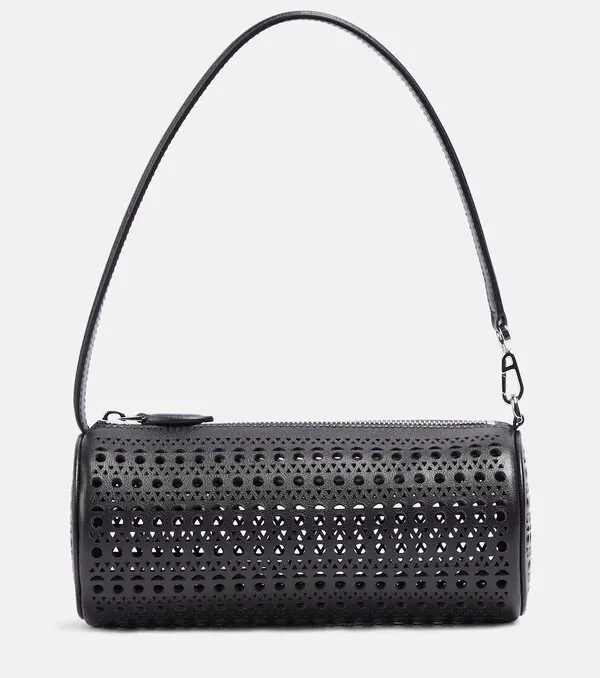 Alaïa Tube Perforated Leather Shoulder Bag - Black