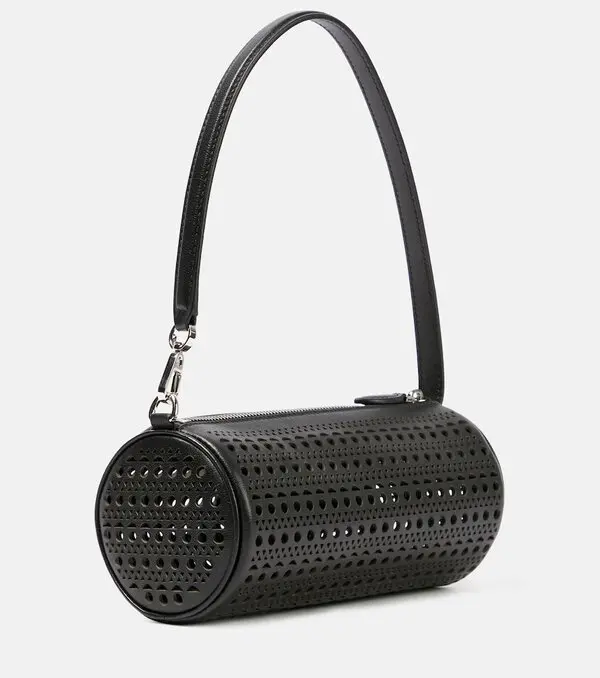 Alaïa Tube Perforated Leather Shoulder Bag - Black