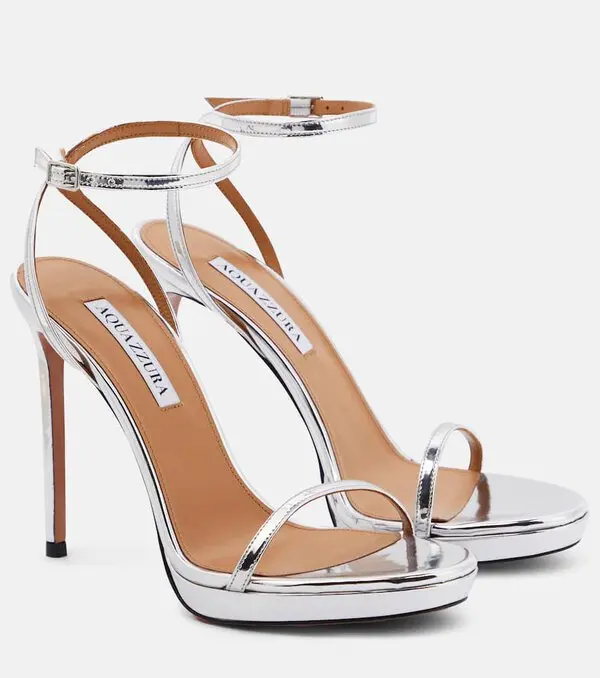 AQUAZZURA Olie 115 Platform Sandals - Silver