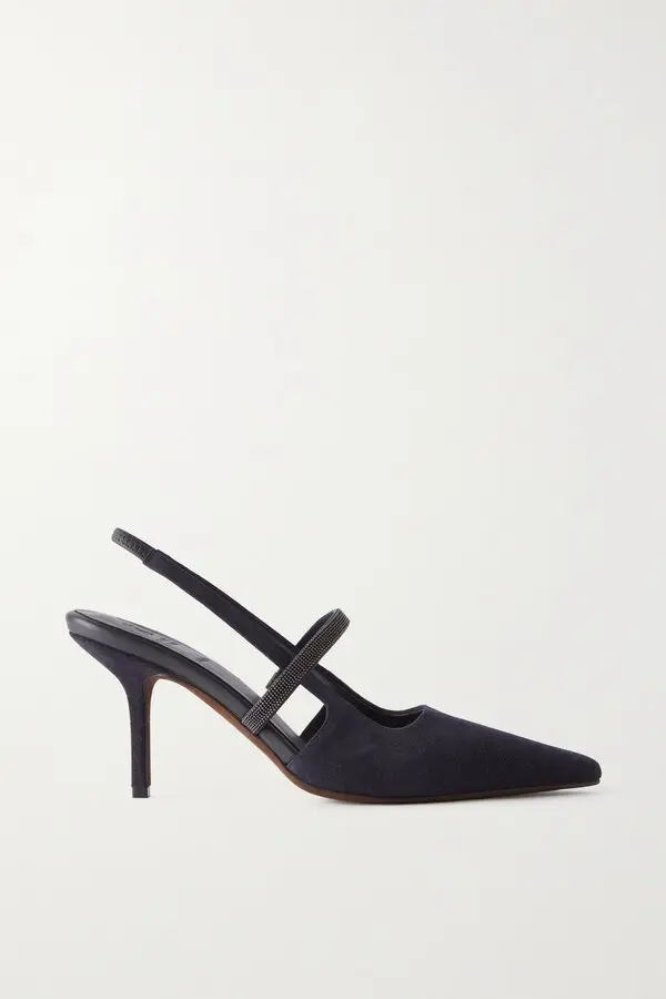 Brunello Cucinelli Bead-embellished Slingback Pumps