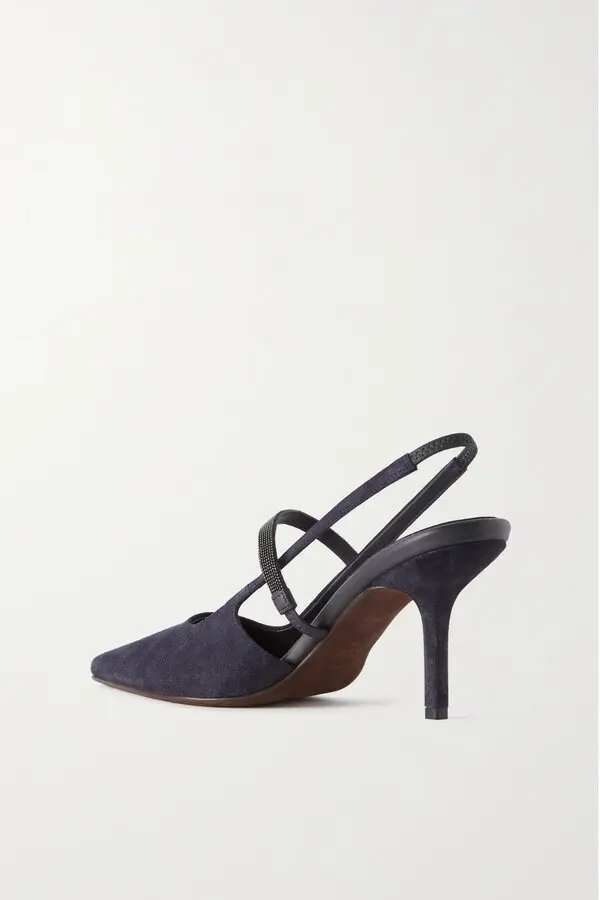Brunello Cucinelli Bead-embellished Slingback Pumps