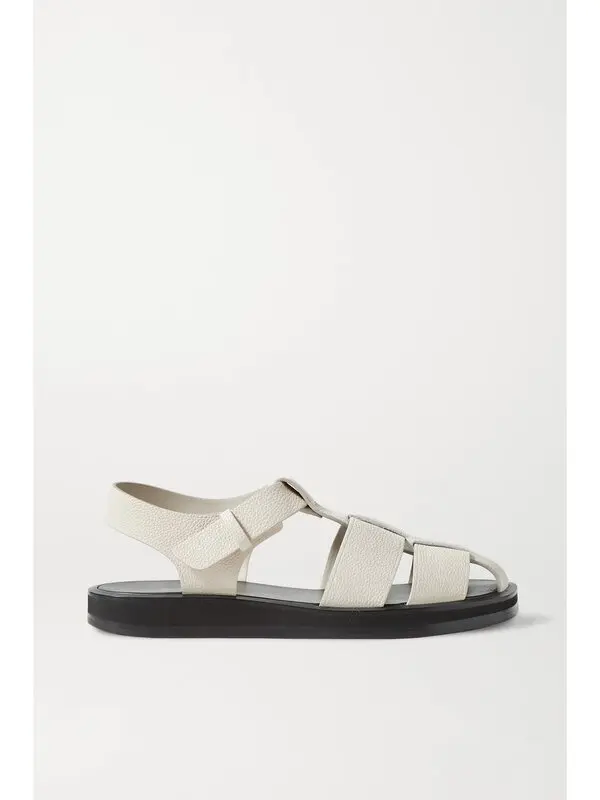 THE ROW Fisherman Textured-leather Sandals - Off-white