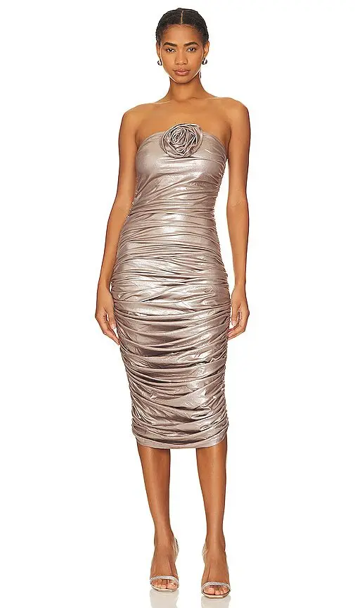 green sparkly midi dress HACCHIC COUTURE GREEN SEQUIN STRAPLESS DRESS