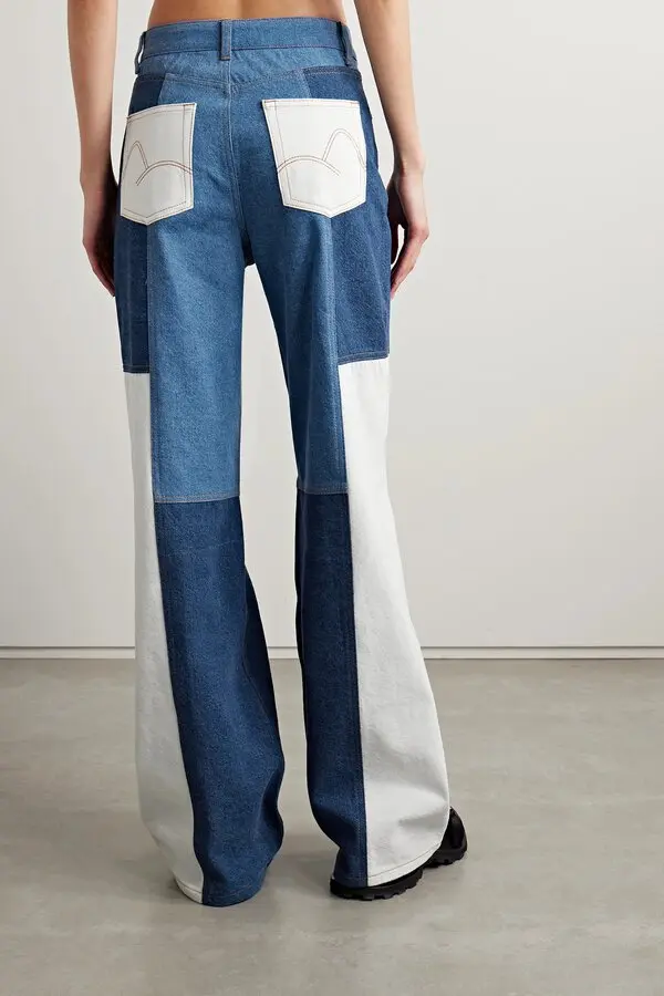 Farm Rio Patchwork High-Rise Wide-Leg Jeans In Blue - 50% Off  display picture 1