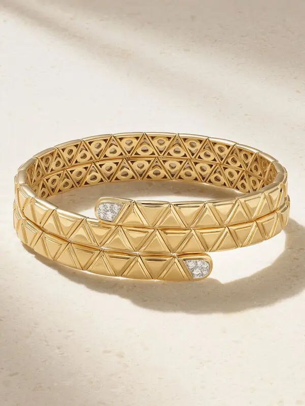 Marina B Triangolini Triple 18-karat Diamond Bangle - Gold