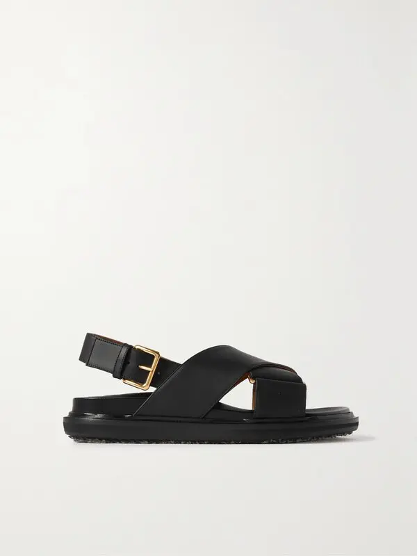 Marni Fussbett Leather Slingback Sandals - Black