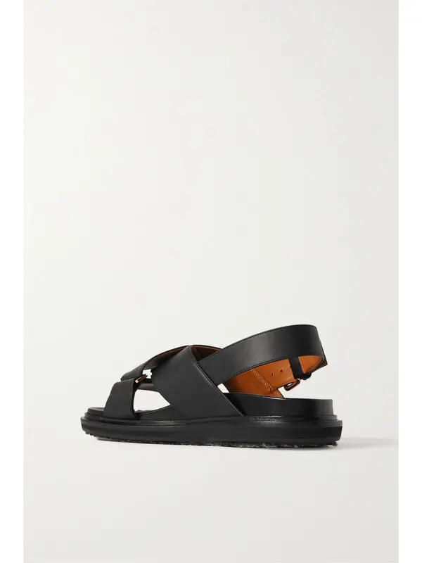 Marni Fussbett Leather Slingback Sandals - Black