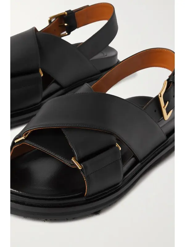 Marni Fussbett Leather Slingback Sandals - Black