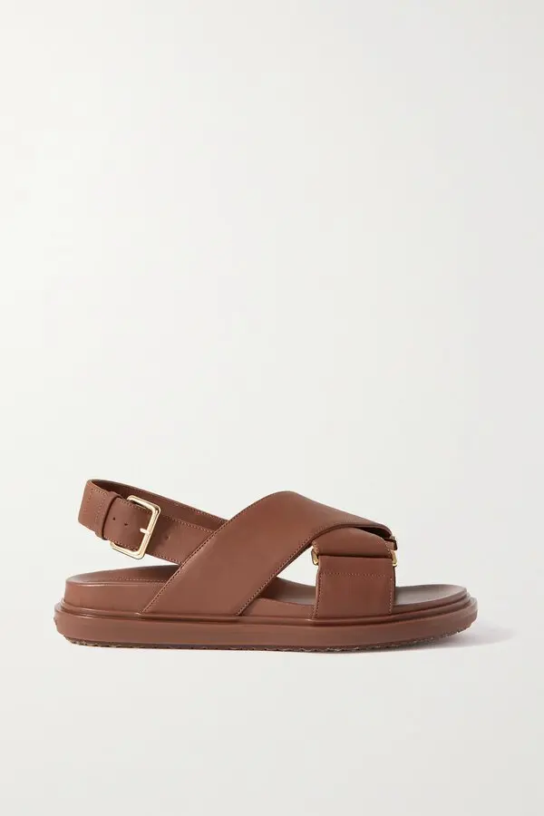 Marni Fussbett Leather Slingback Sandals - Brown