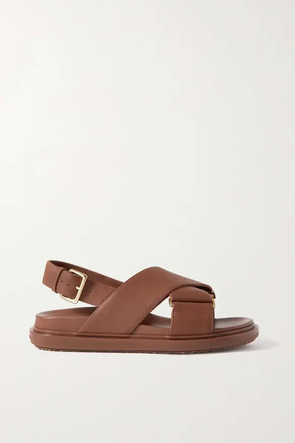 Marni Fussbett Leather Slingback Sandals - Brown