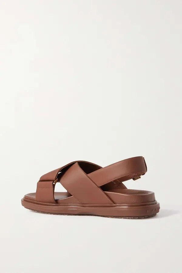 Marni Fussbett Leather Slingback Sandals - Brown