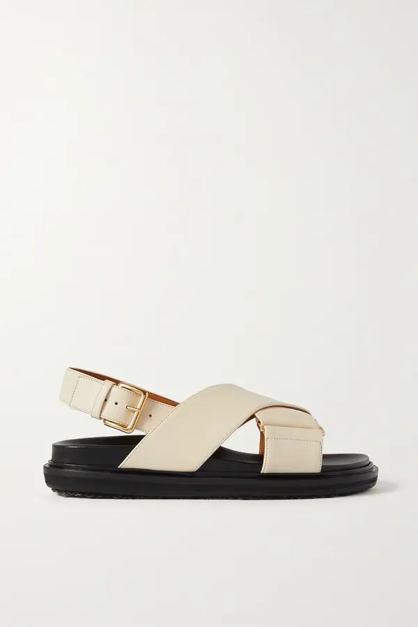 Marni Fussbett Leather Slingback Sandals - White