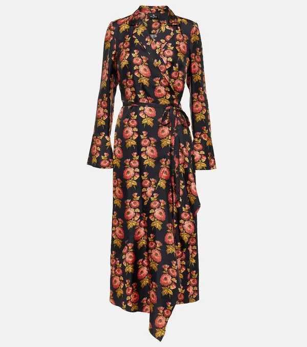 Etro Floral Silk Twill Wrap Midi Dress - Multicoloured