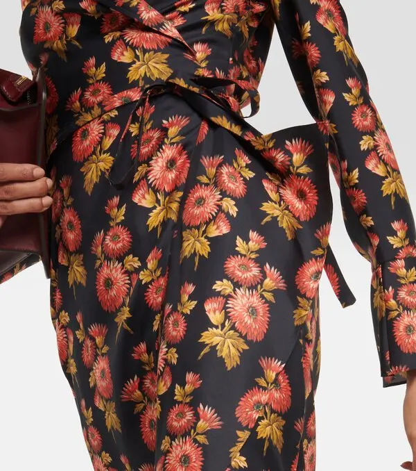 Etro Floral Silk Twill Wrap Midi Dress - Multicoloured