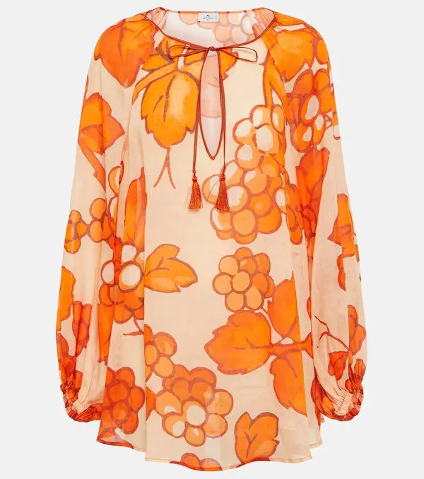 Etro Printed Ramie Tunic - Orange