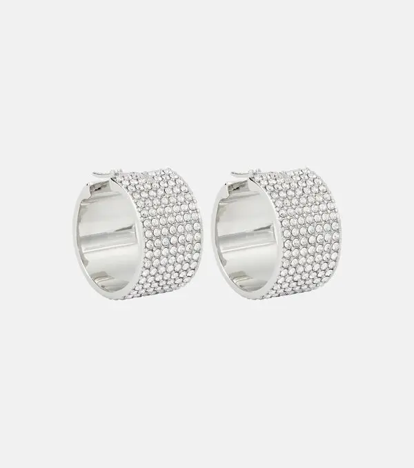Amina Muaddi Rih Small Embellished Hoop Earrings - Silver