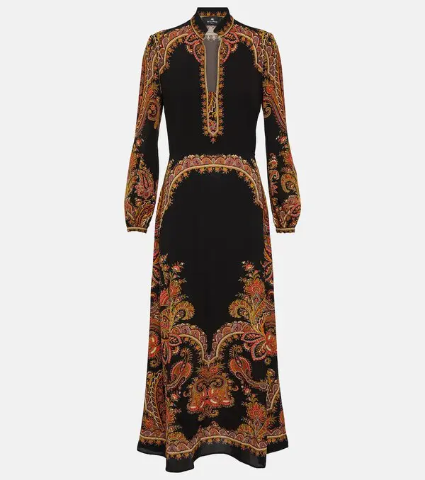 Etro Paisley Midi Dress - Black