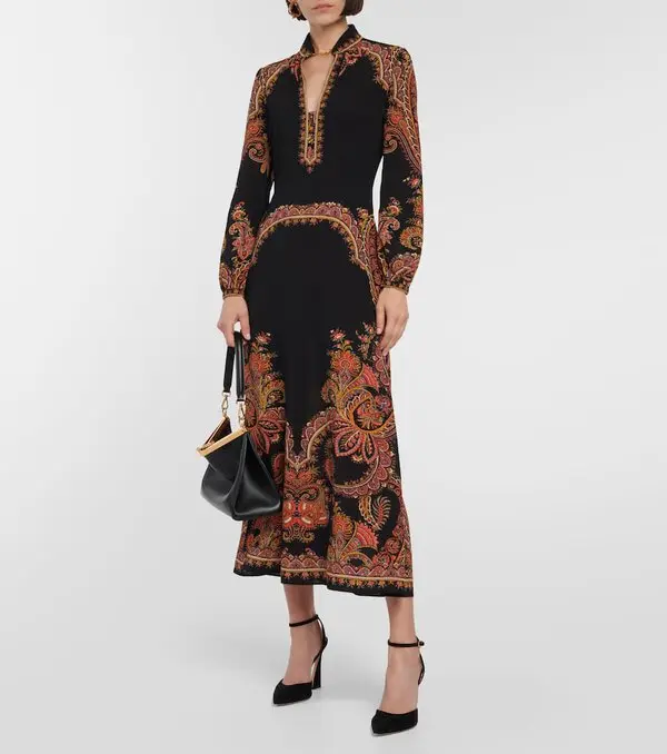 Etro Paisley Midi Dress - Black
