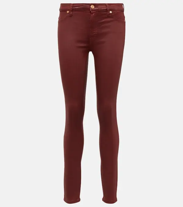 7 For All Mankind High-rise Skinny Jeans - Red