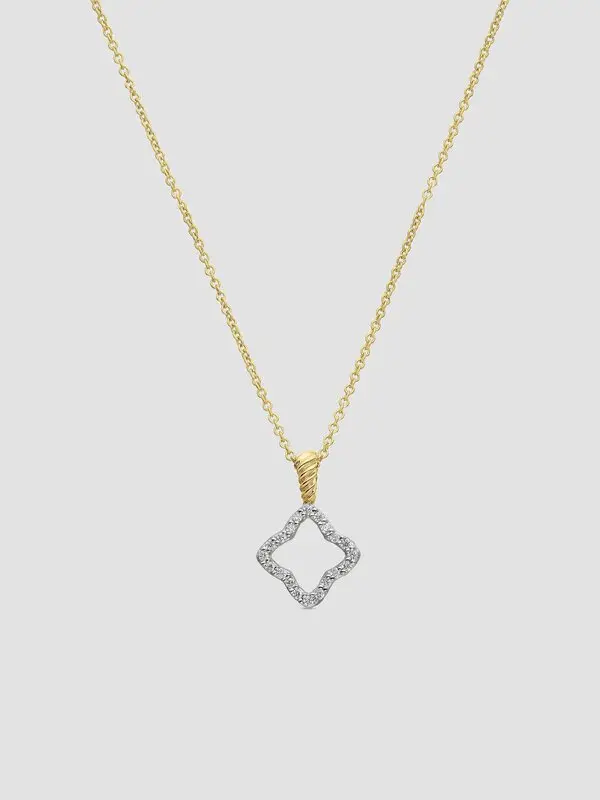 David Yurman Cable Collectibles Quatrefoil Necklace In 18k Yellow - Diamond
